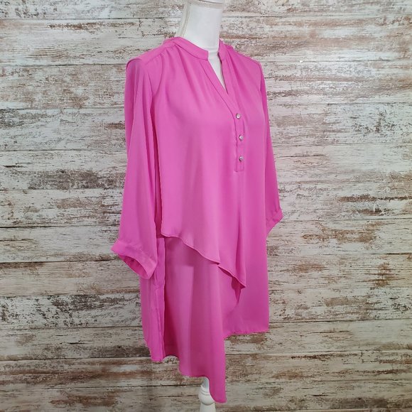 NY Collection | Tops | Ny Collection Hibiscus Pink Asymmetrical Tunic ...